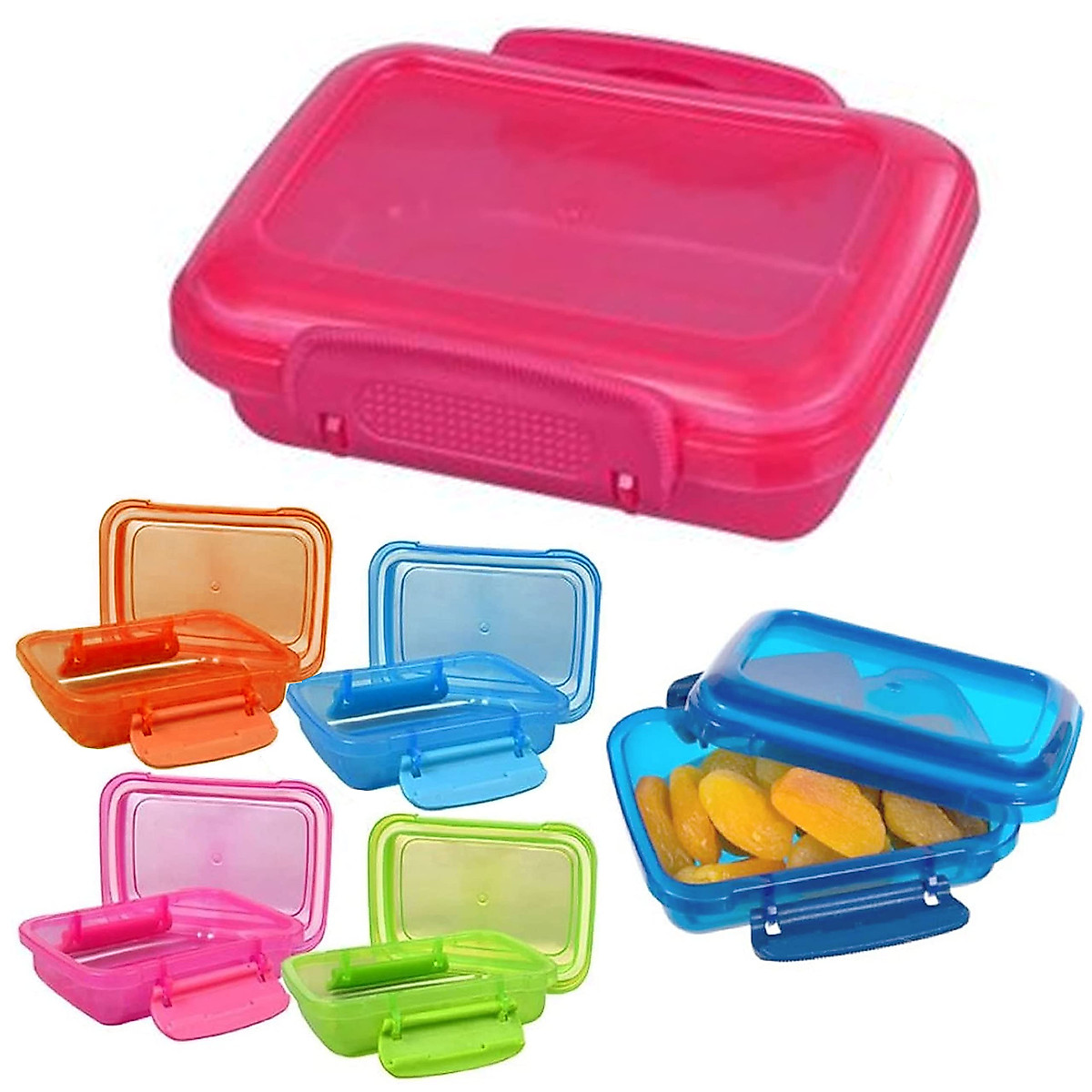6 Pc Mini Snack Container Lockable Lid Knick Knack Bead Organizer Storage Candy