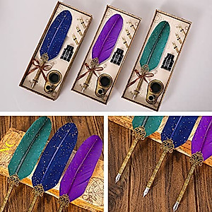 NC Quill Pen Ink Set, Feather Pen Ink Set, Feather Calligraphy Pen Set, Christmas gifts, Valentine’s Day Gift, Birthday Gift, Calligraphy Set Holiday Ideal Gift.(Green)