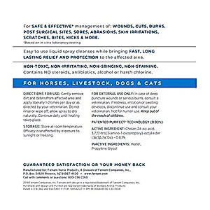 Farnam Purishield Horse Wound Care Fast Acting Spray, Cleans and Treats Wounds on Horses, Dogs, Cats & Livestock, 12 Ounces