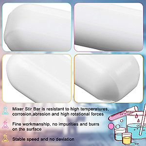 Weewooday PTFE Magnetic Stirrer Mixer Stir Bar Set, White Color, Stir Rod Magnetic, Laboratory Bar, Stir Plate Bar, Stir Plate Magnet Stick(8 Pieces,25 mm/ 1 Inch and 30 mm/ 1.18 Inch)
