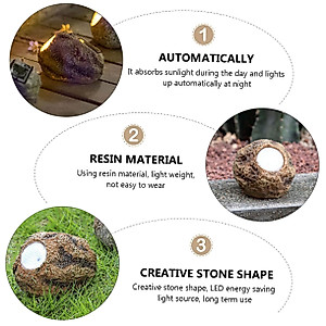 Uonlytech LED Imitation Stone Garden Light Waterproof Solar Outdoor Light Night Decorative for Garden Pathway