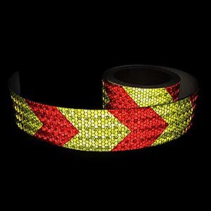 AISEY Reflective Tape Waterproof High Visibility Red & Yellow, Industrial Marking Tape Heavy Duty Hazard Caution Warning Safety Adhesive Tape Outdoor 2 Inch by 30 Feet