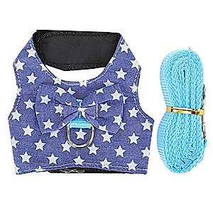TOPINCN Rabbit Harness with Lead Set Cute Bow Tie Vest Harness Adjustable Pet Chest Walking Harness for Bunny Hamster Ferret and Small Animals(S)