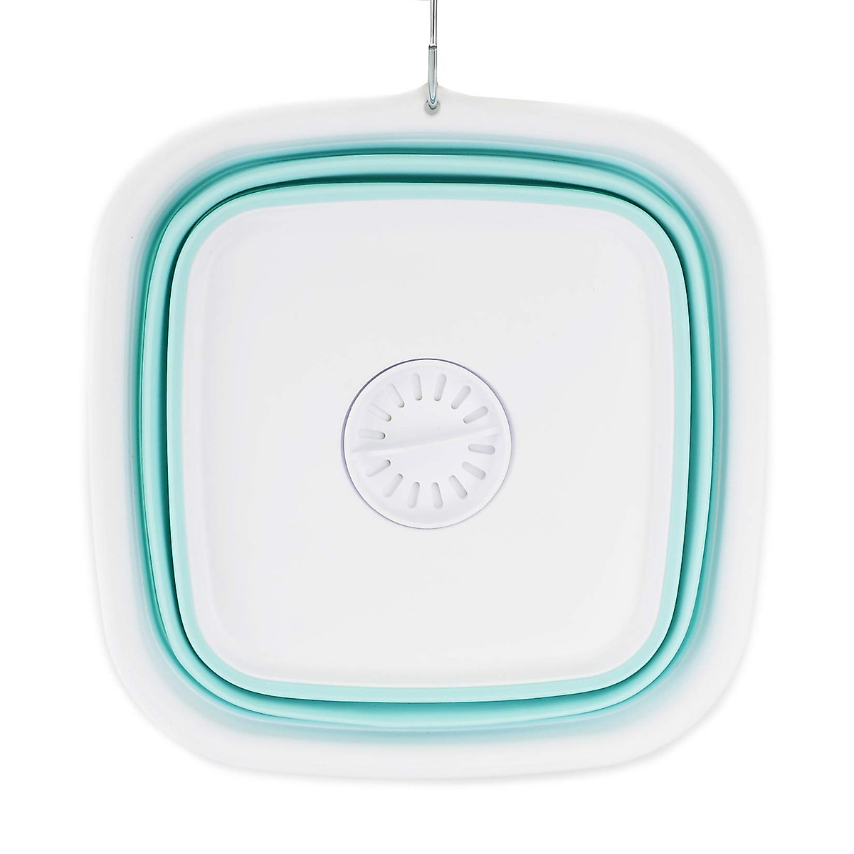 SAMMART 9.3L (2.46Gallon) Collapsible Dishpan with Draining Plug - Foldable Washing Basin - Portable Dish Washing Tub - Space Saving Kitchen Storage Tray (1, Grey/Bright Blue)