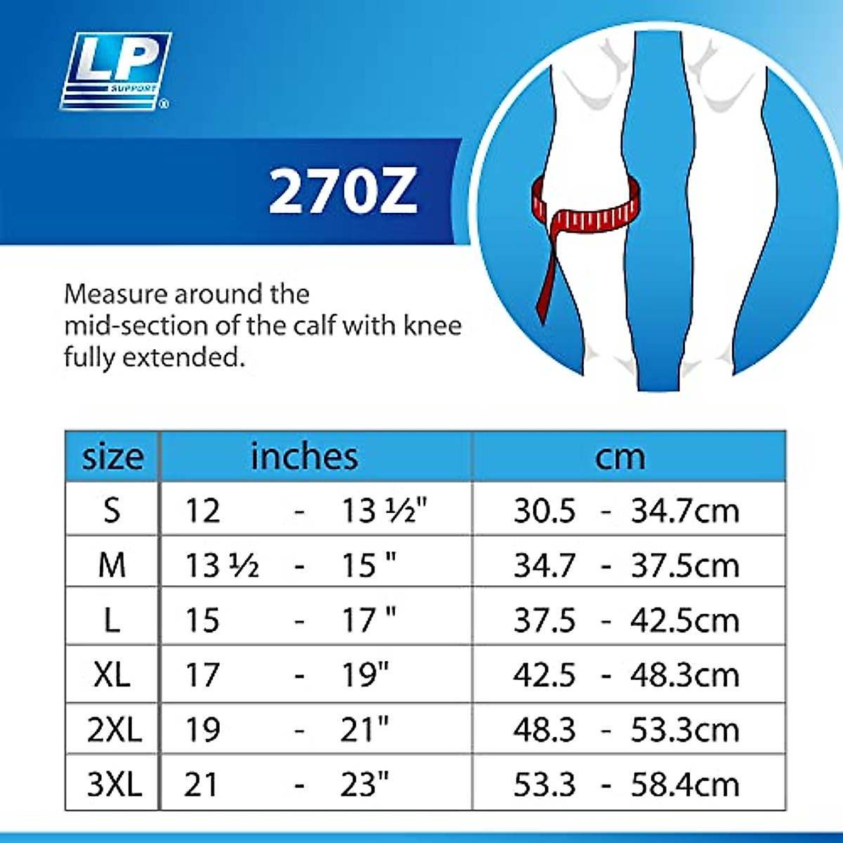 LP SUPPORT 270Z Calf Compression Sleeve for Men Women Youth, Delay Soreness, Calf Muscle Strain, Shin Splints and Varicose Veins (Black - Medium) (Pack of 1)