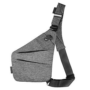 KOSMCCO Smell Proof Sling Bag, Unisex Activated Carbon Lining Over the Shoulder Sling Smell Proof Bag Chest Bag for Travel, Grey
