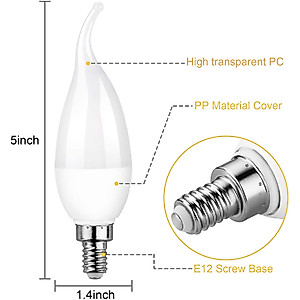 OHLGT E12 Flame Bulbs 2 Pack, 3 Mode LED Candelabra 2.0 Watt Warm White Chandelier 1800k Candle Light Bulbs, Flame Tip for Christmas Party Decorations