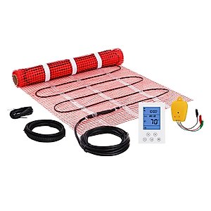 VEVOR Floor Heating Mat, 10 Sq.ft, Electric Radiant In-Floor Heated Warm System with Digital Floor Sensing Thermostat, Includes Installation Monitor, Adhesive Back for Easy Installation on The Floor