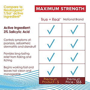 True+Real Salicylic Acid Anti-Dandruff Shampoo 3% Salicylic Acid, 4.4 Fl Oz