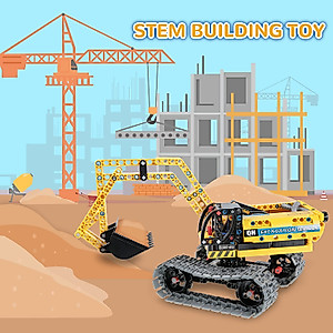 STEM Building Sets for Boys 6-12, 342PCS 2-in-1 DIY Construction Engineering Excavator Toy, Stem Projects for Kids Ages 8-12, Building Toys for Boys Age 6 7 8 9 10 11 12 Year Old