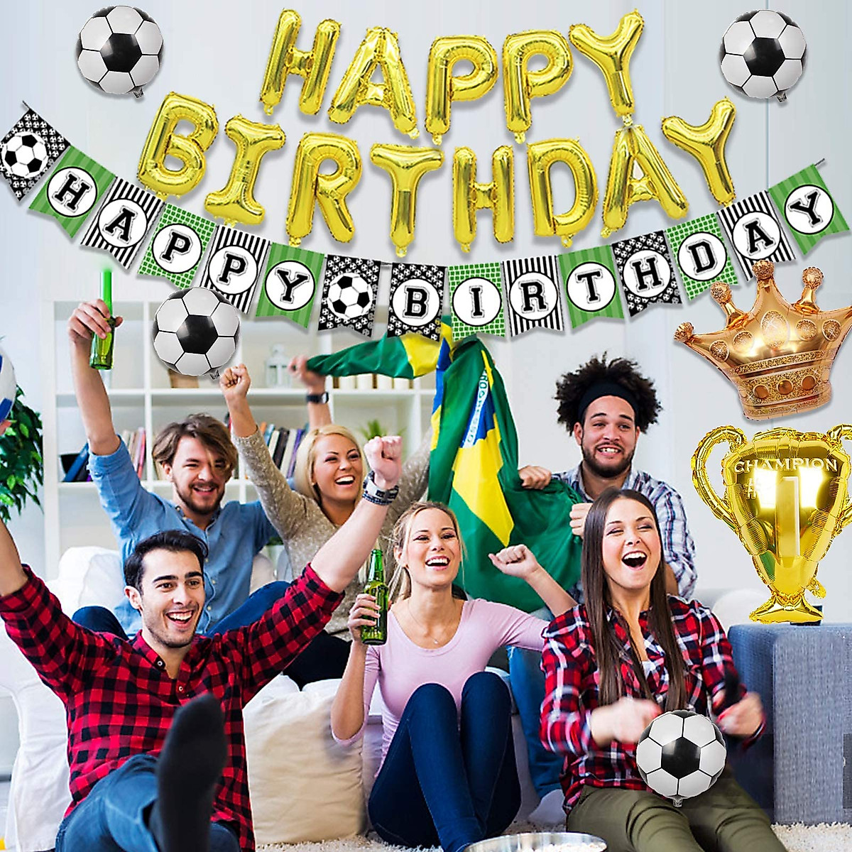 GoGoGoodie Real Madrid CF Birthday Decorations,Soccer Theme Balloons Set La Liga League Celebration Party Supplies for Soccer Fans Best Gift