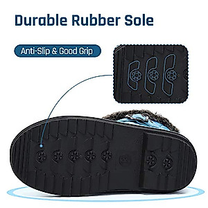 Mishansha Boys Girls Winter Snow Boots Outdoor Cold Weather Anti-Slip Kids Mid-Top Warm Boots Skiing Walking Sky Blue little kid 2