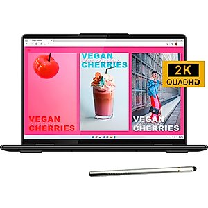 Lenovo Yoga 7i 2-in-1 Laptop, 14" 2.2K Touchscreen, Intel 12th Evo Platform 10-Core i5-1235U, 8GB LPDDR5 RAM, 512GB SSD, Intel Iris Xe Graphics, Thunderbolt, Backlit KB, FP, Win11 H, W/Stylus Pen