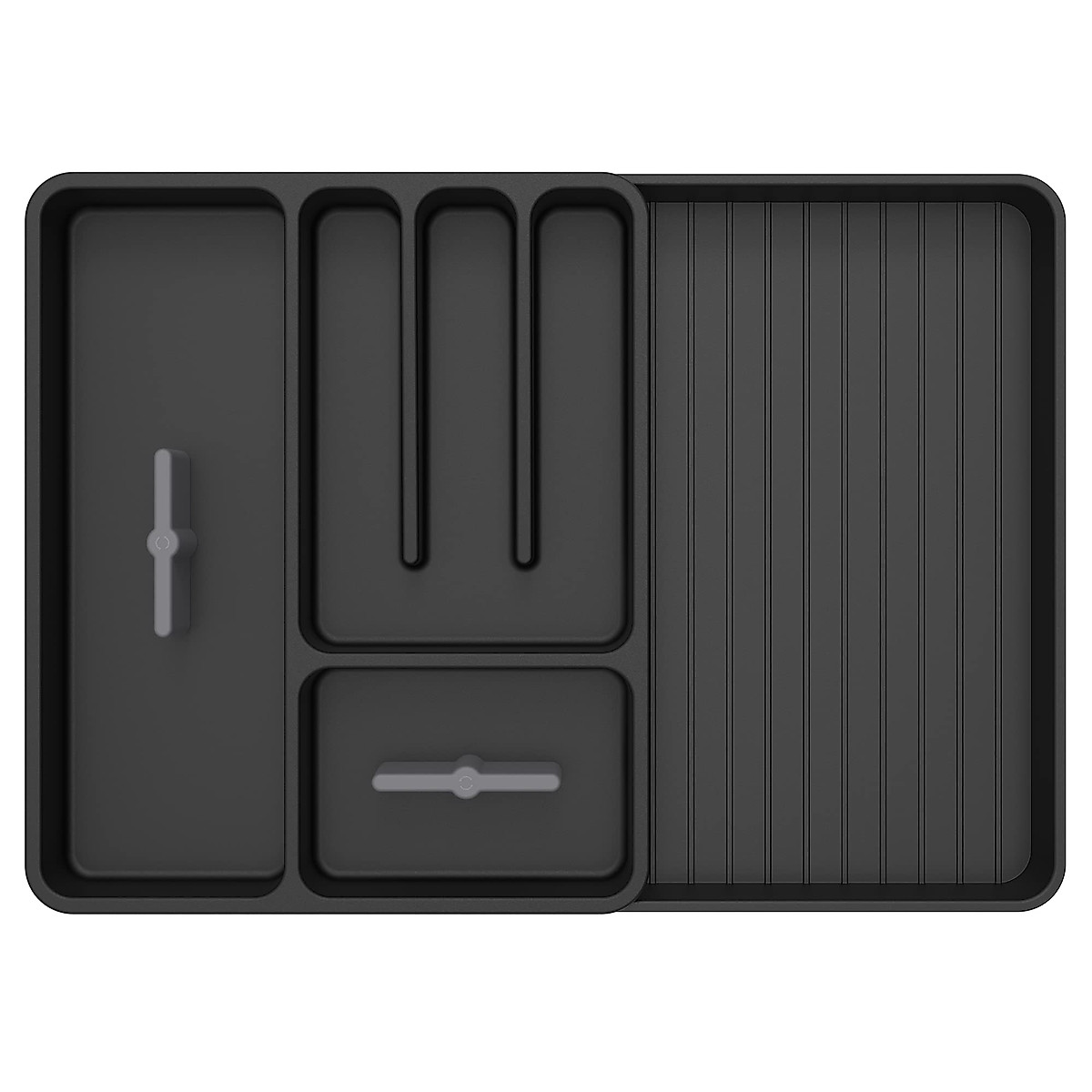 MR.SIGA Expandable Silverware Organizer, Flatware Organizer for Drawer, Utensil Organizer and Adjustable Cutlery Tray for Kitchen Drawer, Black