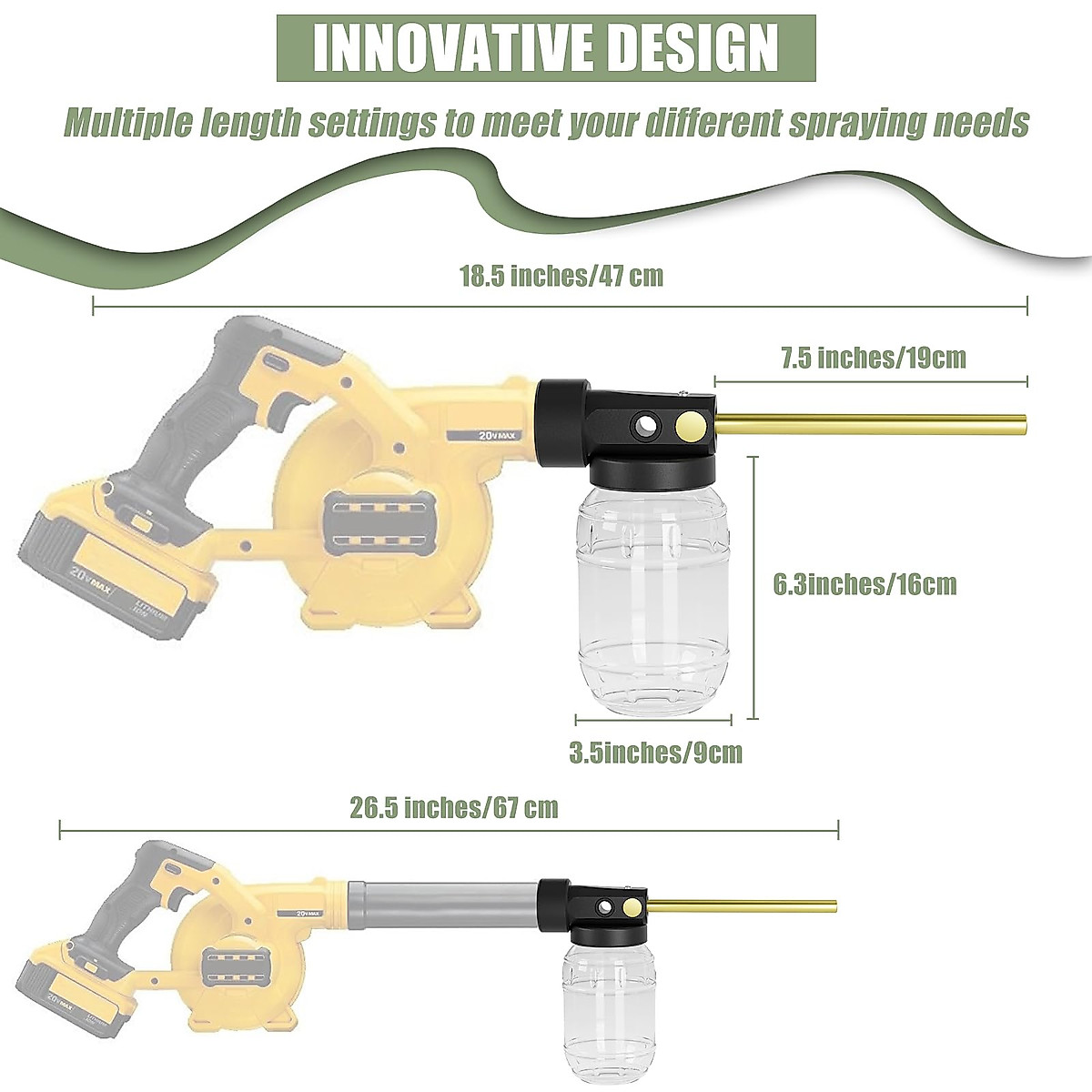 Dinftin Garden Dust Applicator – Diatomaceous Earth Powder Duster Sprayer for Plants and Gardens, Perfectly for DeWalt 20V MAX Blower DCE100B（Machine not Included）