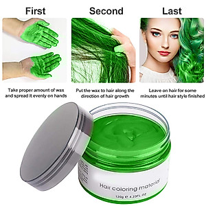 Acosexy Green Wax Hair Color, Natural Hair Strong Style Gel Cream Hair Dye, Instant Hairstyle Mud Cream for Party, Cosplay, Masquerade etc.