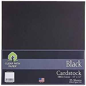 Black Cardstock - 12 x 12 inch - 100Lb Cover - 25 Sheets
