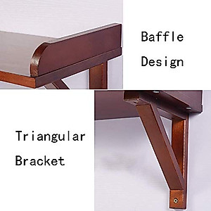 PIBM Stylish Simplicity Shelf Wall Mounted Floating Rack Shelves Separator Plate Solid Wood Tv Background Storage Side Fence Beautiful Durable Living Room,2 Colors,2 Sizes, Bbrown , 60x23x25cm