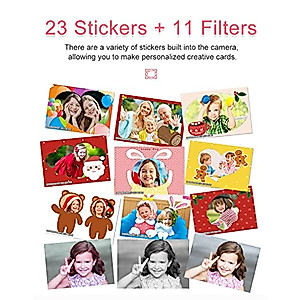 QSYY Children's Instant Camera 40MP Dual Lens 2.4 Inch Screen 32G Memory Card 33 Rolls of Printing Paper Colored Pencil Backpack Lanyard,Pink