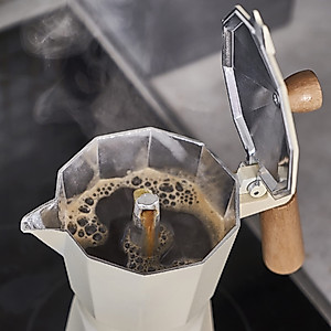 Elegant Foodie Cuban Coffee Maker - Stylish Espresso Moka Pot 6 Cup 10 Oz For Classical Taste Italian Coffee Enthusiast - Quality Wooden Parts And Aluminum Stovetop Espresso Maker