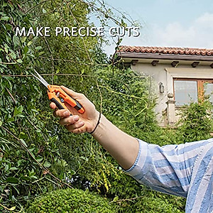 VIVOSUN 6.5 Inch Gardening Scissors Hand Pruner Pruning Shear with Straight Stainless Steel Blades Orange 3-Pack