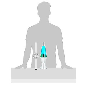 Lava Lite 2124 the Original 14.5-Inch Silver Base Lamp with Yellow Wax in Blue Liquid