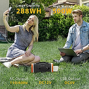 SPECSTAR 500W 78000mAh 288WH Portable Power Station with LED Light, Battery Generator with AC DC USB Outlets and Solar Charging Interface for Emergencies Outdoors, Solar Panel Not Included