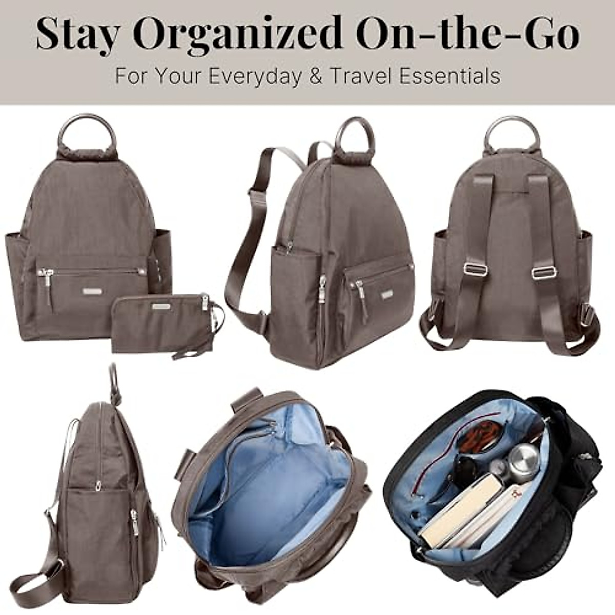 Baggallini womens New Classic Heritage With Rfid Phone Wristlet All Day Backpack, Sterling Shimmer, One Size US