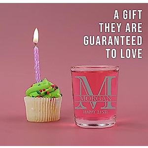 Personalized Etched 2.5oz 1pk Shot Glass – Customized Monogram Name, Custom Gifts Men Women, Groomsmen, Engraved Wedding Birthday Anniversary Retirement Gift Ideas Him Her, Party Favors, Halpert