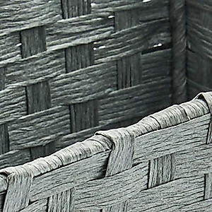 EZOWare 3pcs Weaving Storage Baskets, Multipurpose Wicker Organizer Bins Boxes with Handles for Shelf, Bathroom, Pantry, Accessories - Paper Rope Gray