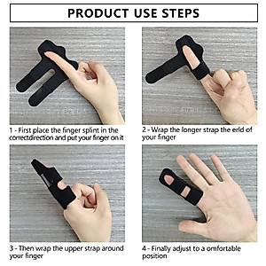 itechpanda Trigger Finger Splints, 4 PCS Adjustable Fixing Sleeves Fractures Splints for Broken Finger, Pinky Finger, Injured Finger Ideal, Sport Injuries (Red + Black)