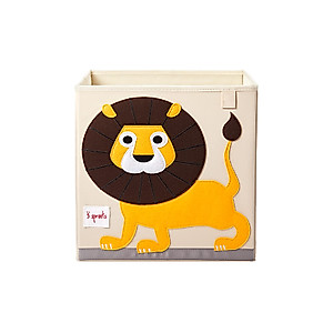 3 Sprouts Toy Storage Organizer: Toy Box Cube Organizer for Playroom, Nursery - Foldable Storage Bin - Lion