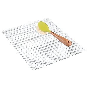iDesign Orbz PVC Plastic Sink Grid, Non-Skid Dish Protector for Kitchen, Bathroom, Basement, Garage, 12" x 15.5" - Clear
