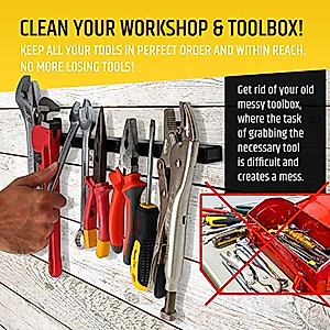 17" Heavy-Duty Magnetic Tool Holder (Upgraded Version) - Extremely Powerful Magnetic Pull Force to Hold Heavy Tools - Professional Space-Saving Magnetic Tool Bar - Metal Tool Organizer Rack/Strip