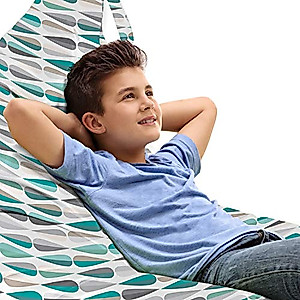 Lunarable Retro Lounger Chair Bag, Mid Century Modern Inspired Horizontal Drop Like Forms in Vintage Colors, High Capacity Storage with Handle Container, Lounger Size, White and Multicolor