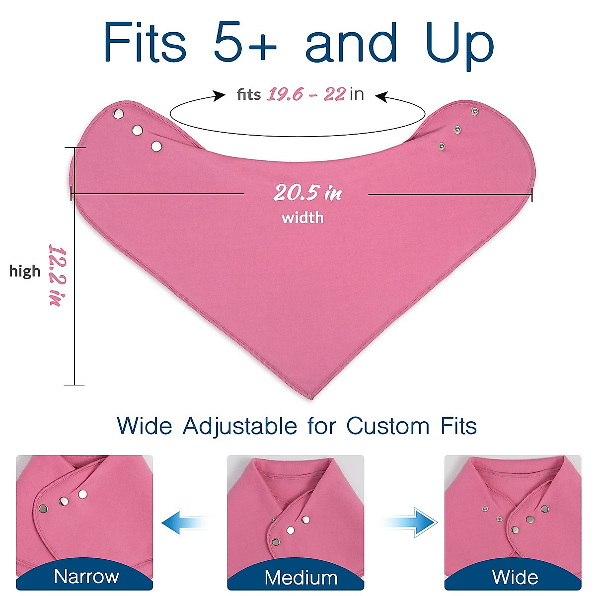 Adult Drool Bib for Special Needs, 3 Pk Soft Absorbent Large Bandana Bibs Set for Kids 4+, Men Women, Teens & Adults, Special need bibs for Teens, Washable adult drool bibs 3 Blues Combo