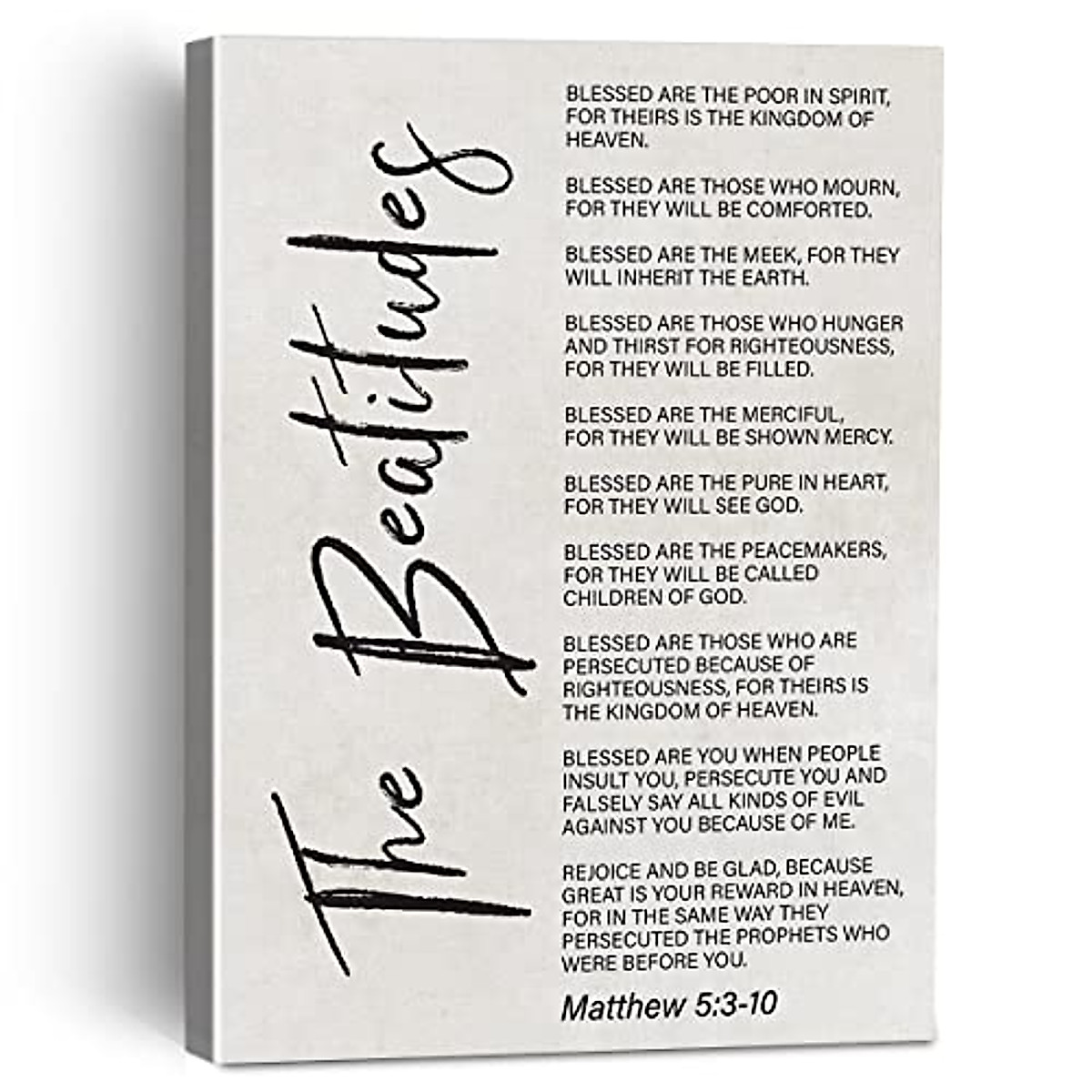 the Beatitudes Bible Verse Canvas Painting Framed Wall Art Decor for Home Living Room Bedroom, Matthew 5:3-10 Quote Canvas Poster Scripture Print Gifts