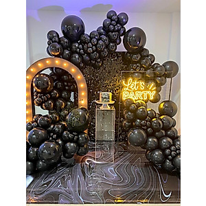 HOUSE OF PARTY Black Balloon Garland Kit - 5/12/18 Inch | Black Latex Balloons Different Sizes Pack for Halloween Birthday Party Decorations
