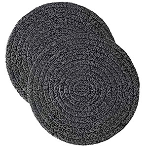 Larpur Trivet Set Pot Holders, 7” Cotton Thread Weave Hot Mats Set of 2 Coasters Hot Pad for Cooking and Baking, Kitchen (Grey-2 Pcs)