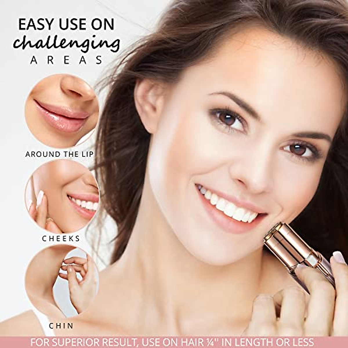 Profeir Facial Hair Removal for Women: Rechargeable Hair Removal Device - Painless Face Shaver for Women Upper Lip Chin (Rose Gold)