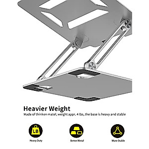 Ergopollo Laptop Stand for Desk with Stable Heavy Base, Adjustable Height, Ergonomic Heavy Metal Riser Holder, Foldable Mount Elevator, Compatible with 10 to 15.6 Inches Notebook Computer