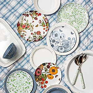 Juliska - Berry & Thread Melamine Tray 16 in. - Whitewash, Melamine Serving Tray - Unbreakable, White Melamine, Decorative Embossed Melamine Tray