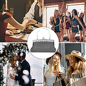 Rhinestone Clutch Bag Hobo Bag Women Shiny Purse Evening Handbag Underarm Shoulder Bags for Dinner Party Wedding(Black)