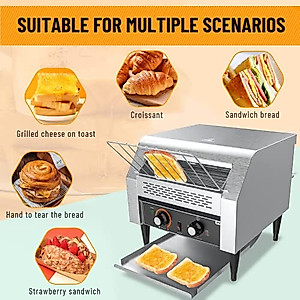 PYY Commercial Toaster 150 Slices/Hour Conveyor Restaurant Toaster Stainless Steel Heavy Duty Industrial Toasters for Bun Bagel Bread Heavy Duty Stainless Steel Conveyor Toaster