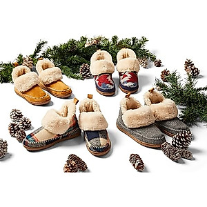 Dearfoams Women's Alpine Moritz Outdoor Arch Support House Shoe Bootie Slipper, Navy Multi, 11-12