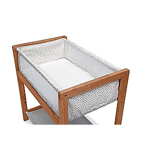 Delta Children Classic Wood Bedside Bassinet Sleeper Portable Crib with HighEnd Wood Frame, Paint Dabs
