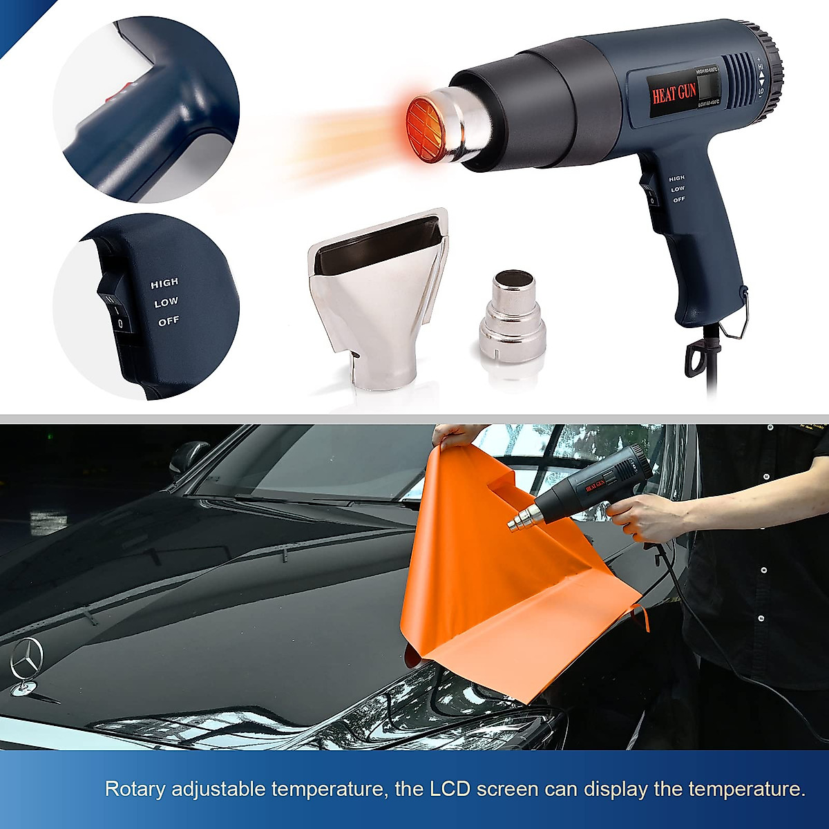 EHDIS Window Tint Tool Kit Vinyl Wrap Installation Tool with Heat Gun for Car Wrapping Window Tint Film Applicator with Felt Tint Squeegee,Vinyl Cutter,Razor Scraper,Vinyl Magnet Holder,Working Glove