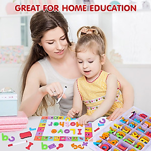 240Pcs Magnetic Letters Numbers for Classroom School Supplies Alphabet Magnets Fridge Foam Letters for Kids with Magnet Board Homeschool Preschool Educational Toys for Toddlers Spelling & Learning ABC