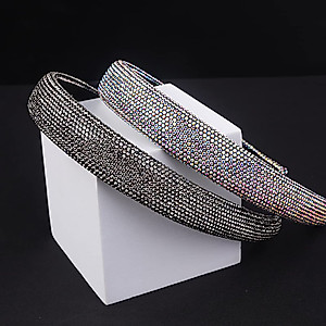 Wiwpar Rhinestone Headbands for Women Girls Fashion Rhinestone Head Bands Sparkly Black Headband Hair Hoop Party Hair Accessories (Black)