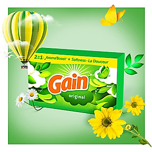 Gain dryer sheets, 105 Count, Original Scent Laundry Fabric Softener Sheets with 2-in-1 Aromaboost Plus Softness